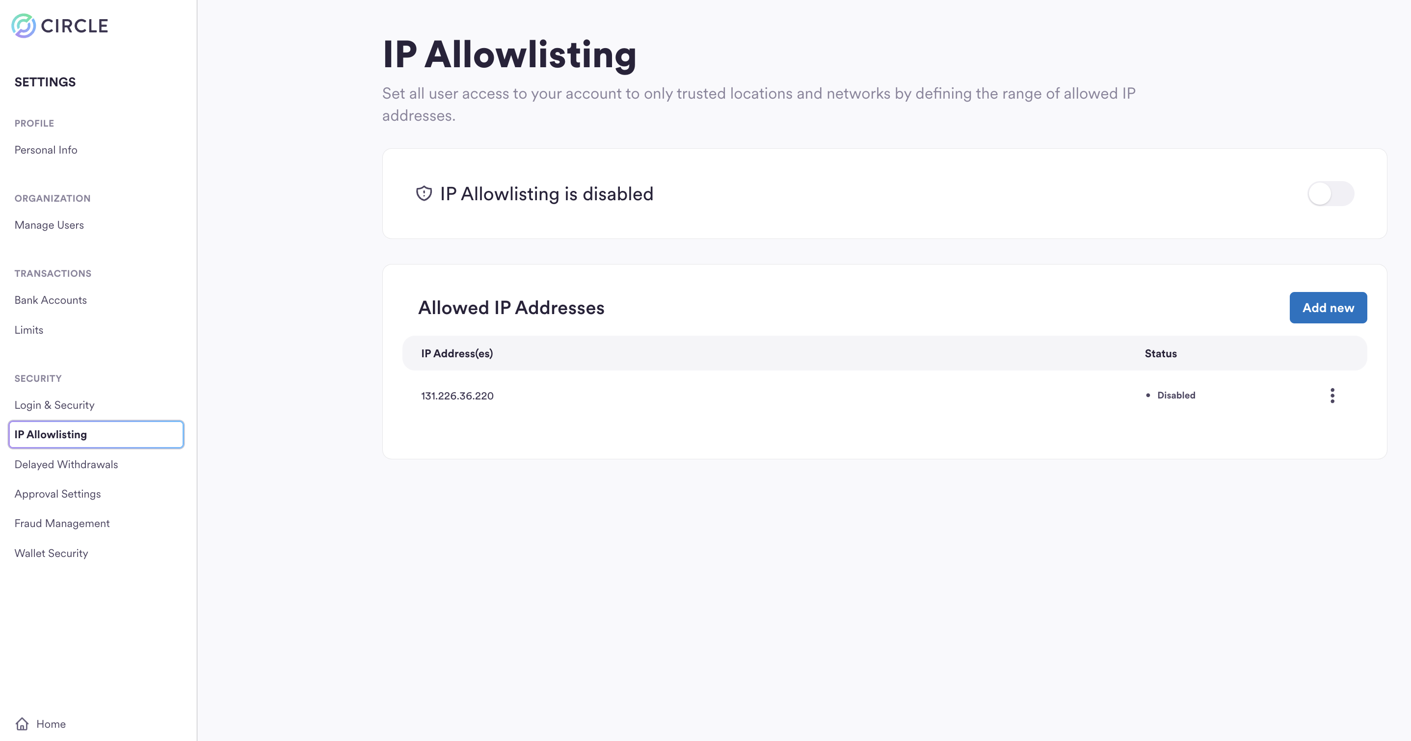 Add an IP address to your IP allowlist