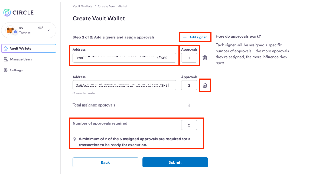 Create a Vault wallet